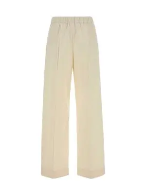 JIL SANDER Ivory Cotton Wide-leg Pant - White