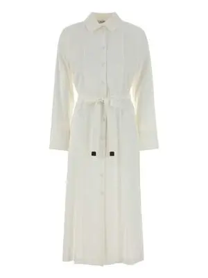 Max Mara Stretch Linen Blend Nordica Shirt Dress - White