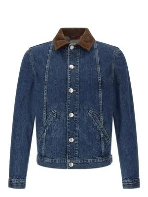 Brunello Cucinelli Denim And Suede Jacket Blue