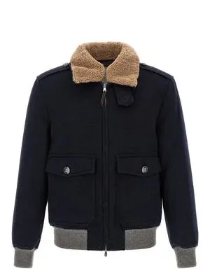 Brunello Cucinelli Cashmere Bomber Beaver - Blue