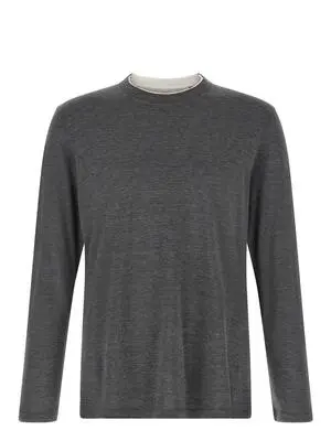 Brunello Cucinelli Silk And Cotton T-shirt - Gray