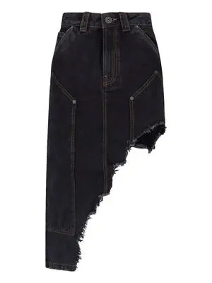 Vaquera Asymmetric Denim Mini Skirt - Black