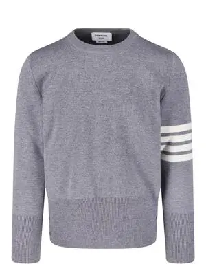 Thom Browne Wool Sweater In Virgin Wool "4 Bar - Gray