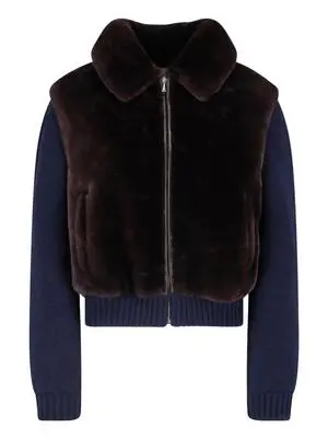 MIU MIU Shearling And Knit Blouson