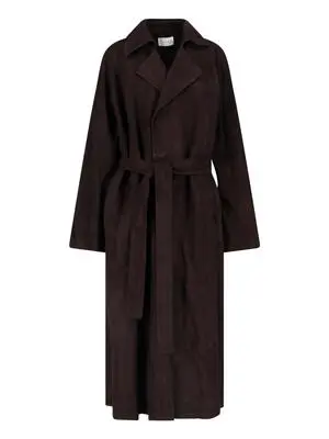 THE ROW Coat In Suede "solana - Brown