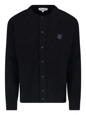 Maison Kitsuné Merino Wool Cardigan "fox Head - Black