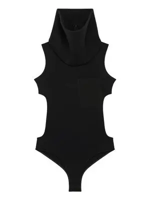 COURREGES Cut-out High Collar Knit Bodysuit - Black