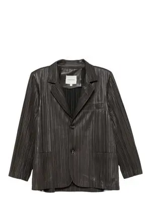 GONGDID DESIGN Faux Leather Blazer Brown