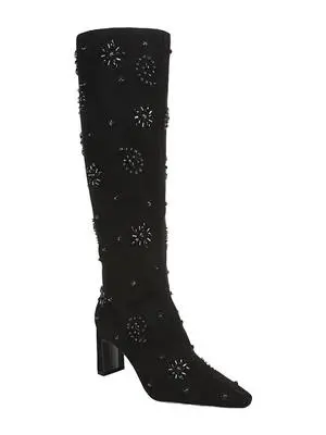 Sam Edelman Sylvia Bloom Beaded Knee High Boots - Black