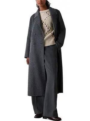 Whistles Relaxed Double Faced Wool Blend Coat - Grey