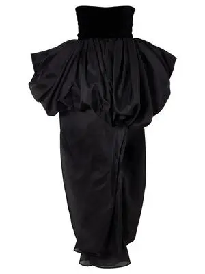 Khaite Bronte Draped Silk-organza Midi Dress - Black