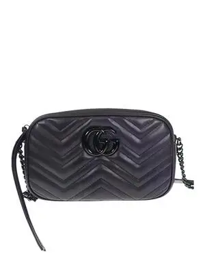 Gucci 2016-2026 Mini Gg Marmont Matelasse Leather Monochrome Crossbody Bag - Black