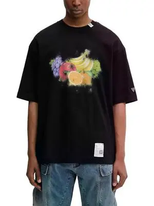 Mihara Yasuhiro Fruit-print Slogan-print T-shirt - Black