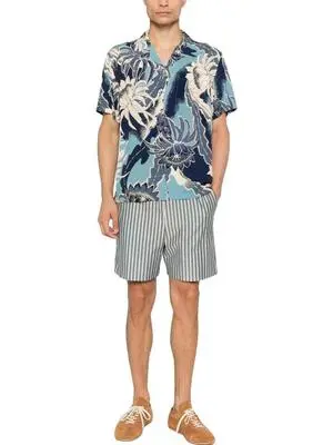 JW Anderson Floral-print Camp-collar Shirt - Blue