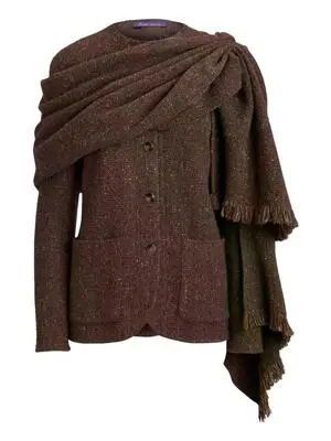 Ralph Lauren Fringe-trimmed Scarf-detail Cardigan - Brown