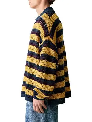 DAILY PAPER Striped Open-knit Sweater - Yellow
