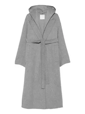 Sportmax Hooded Belted Coat Grey