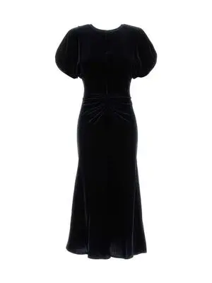 Victoria Beckham Midnight Velvet Bela Dress - Blue