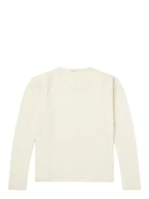 SECOND / LAYER Distressed Waffle-knit Wool And Cashmere-blend Sweater - Neutrals