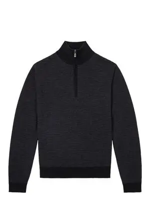 Frescobol Carioca Heitor Merino Wool Half-zip Sweater - Black