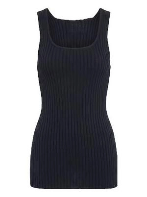 ALPHA STUDIO Woman Tank Top Midnight Blue Size 6 Cotton