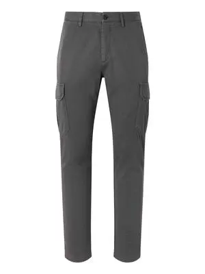 Mr P. Samuel Slim-fit Straight-leg Organic Cotton-twill Cargo Trousers - Gray