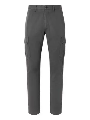 Mr P. Samuel Slim-fit Straight-leg Organic Cotton-twill Cargo Trousers - Gray