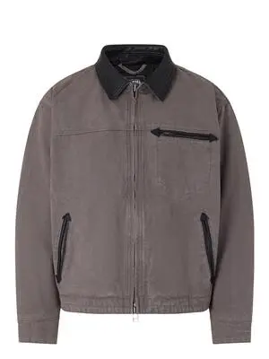 FRIZMWORKS Distressed Leather-trimmed Cotton-canvas Jacket - Brown