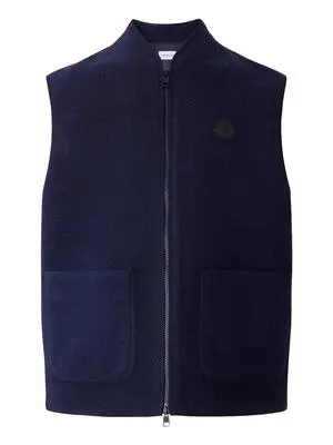 MONCLER Moncler - Logo-Appliquéd Wool-Fleece Gilet - Men - Blue - S