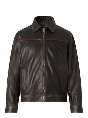 Mr P. Distressed Leather Jacket - Brown
