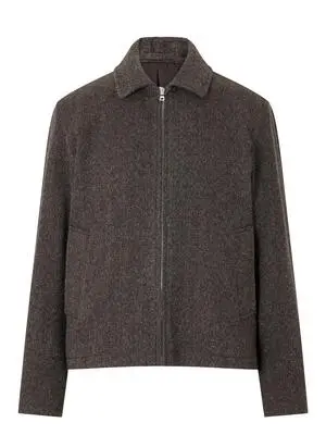 Mr P. Herringbone Wool, Silk And Cashmere-blend Blouson Jacket - Brown