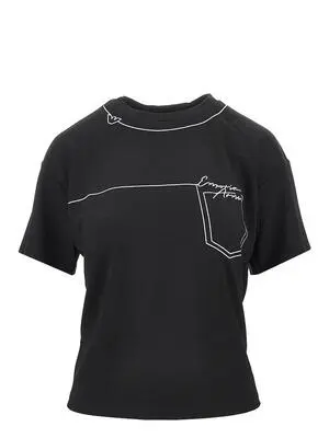 Emporio Armani Embroidered Interlock Jerey T-hirt - Black