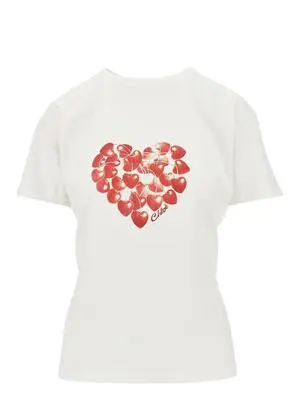 Chloé Cherry Heart Print T-shirt White