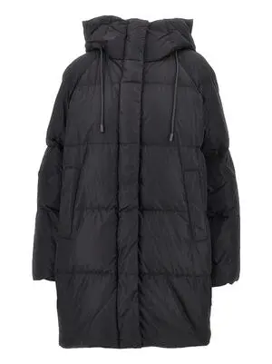 Max Mara Nylon Taffetà Midi Down Jacket Black