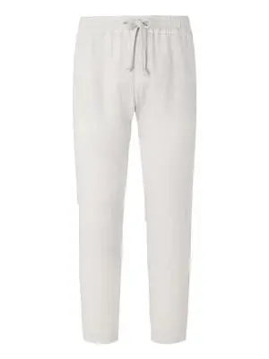 Fedeli Straight-leg Linen Drawstring Trousers - Gray