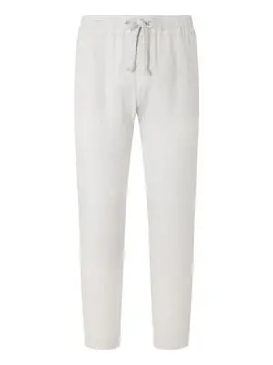 Fedeli Straight-leg Linen Drawstring Trousers - Gray