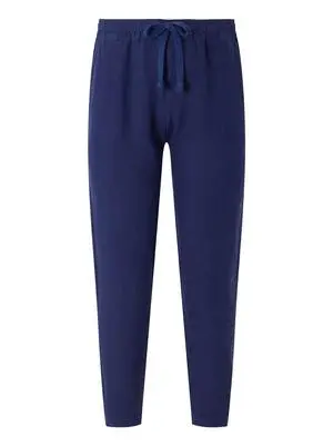 Fedeli Straight-leg Linen Drawstring Trousers - Navy