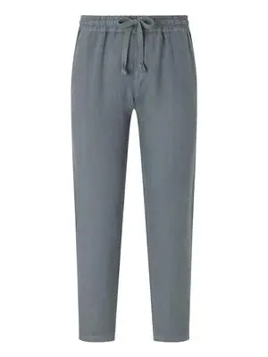 Fedeli Straight-leg Linen Drawstring Trousers - Gray