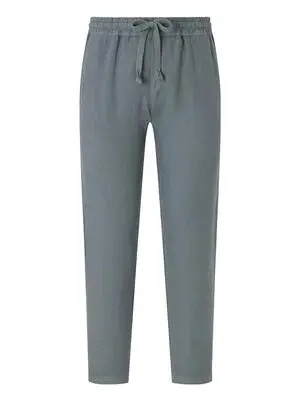 Fedeli Straight-leg Linen Drawstring Trousers - Gray