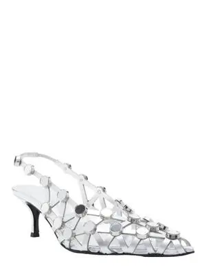 Attico Grid Ankle Wrap Heels White