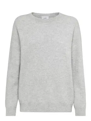 BRUNELLO CUCINELLI Cashmere English Rib Sweater With Monili
