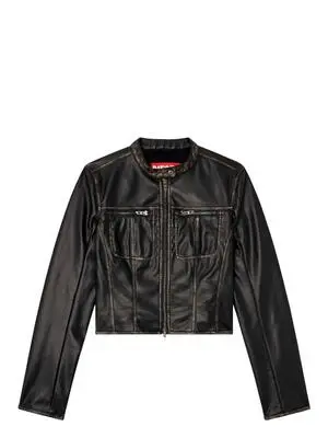 DIESEL® G-lobe Zipped Biker Jacket - Black