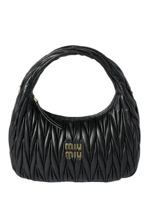 Miu Miu Wander Matelassé Nappa Leather Hobo Bag - Black