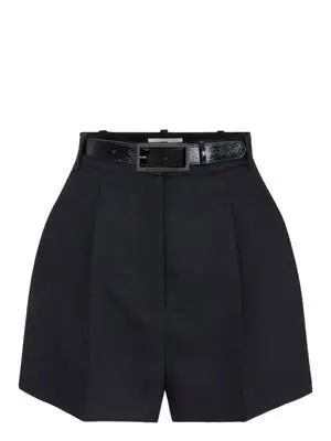 Elisabetta Franchi Shorts In Wool Fabric With Belt - Black