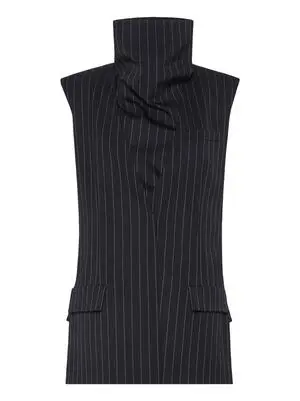 Sportmax Sleeveless Pinstripe Wool Jacket - Black