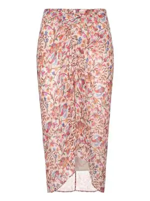 Isabel Marant Étoile Floral Print Asymmetrical Skirt Camel
