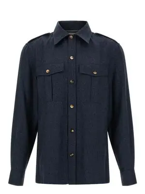 Brunello Cucinelli Long Sleeved Flannel Shirt - Blue