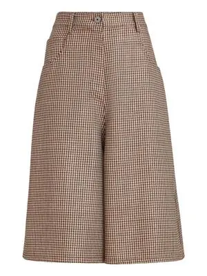 Brunello Cucinelli Monili Houndstooth Wool Shorts Brown