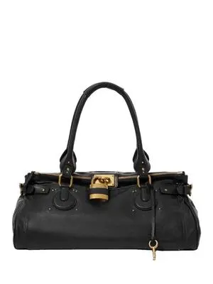 Chloé Xl Paddington Weekender Bag In Grained Leather - Black