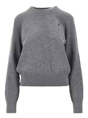 AMI Paris Long-sleeve Knit Top - Gray